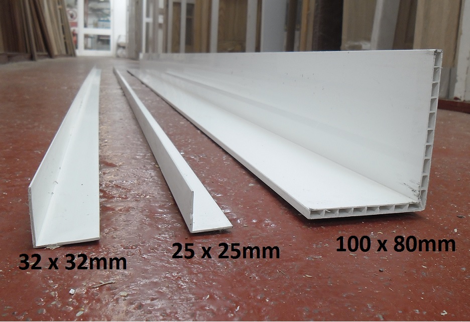 UPVC Plastic Angles Trim Corner 25mm, 32mm and 100x80mm 2x 1170mm ...